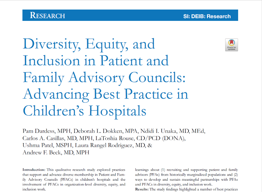Diversity, Equity, and Inclusion in Patient and Family Advisory ...