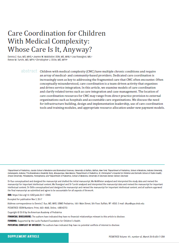Care Coordination for Children with Medical Complexity: Whose Care Is ...
