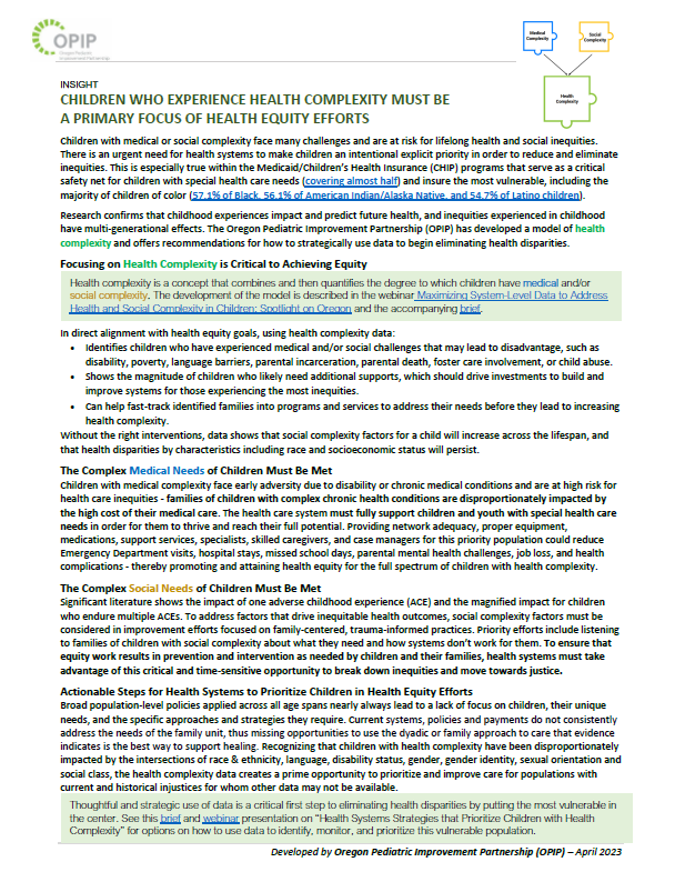 Children Who Experience Health Complexity Must Be A Primary Focus of ...