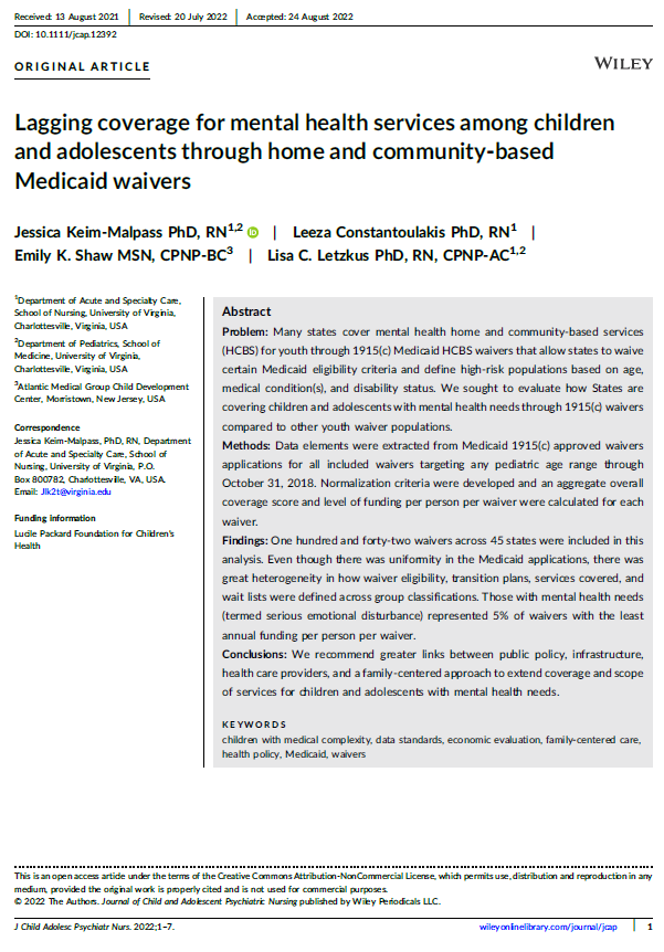 Lagging Coverage for Mental Health Services Among Children and ...
