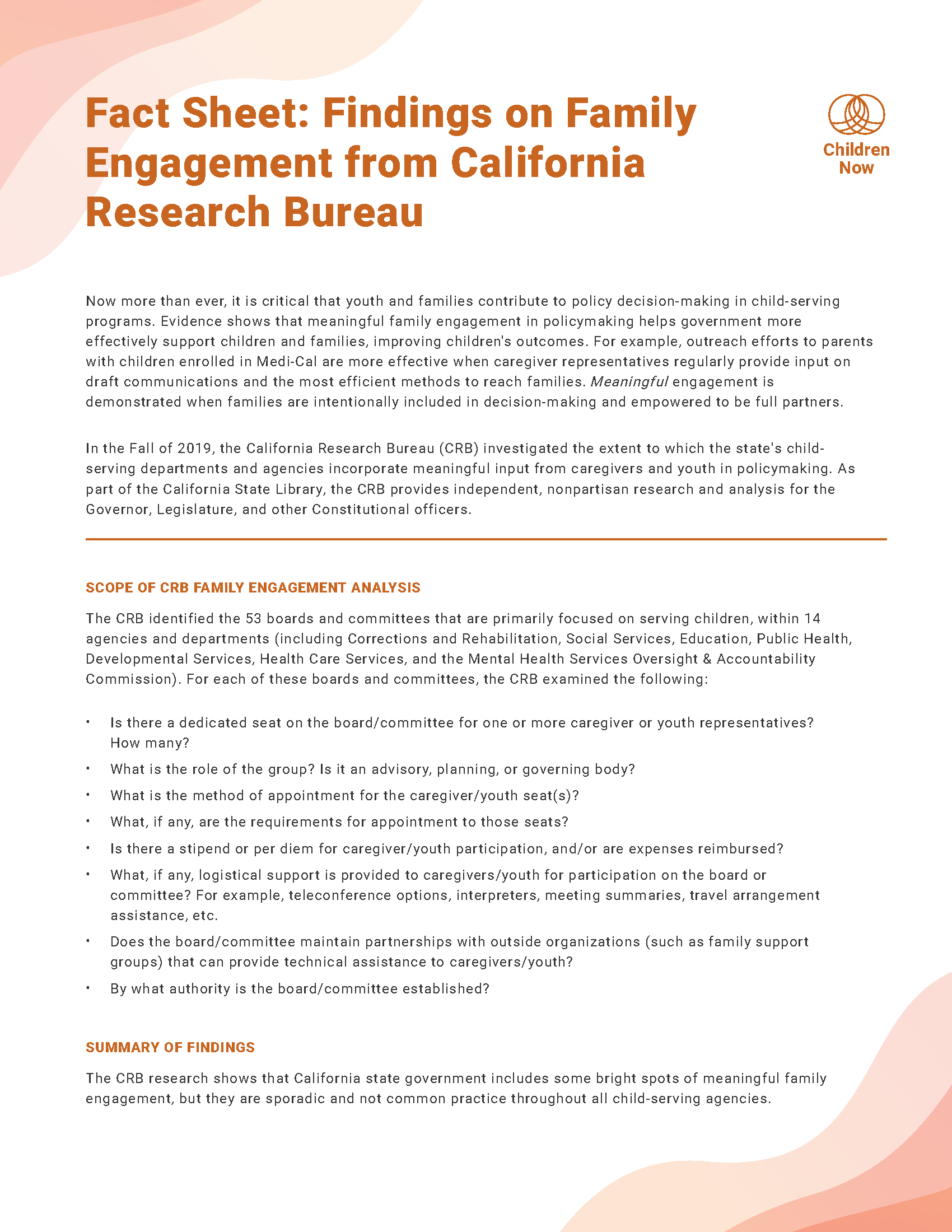 Fact Sheet: Findings on Family Engagement from California Research ...