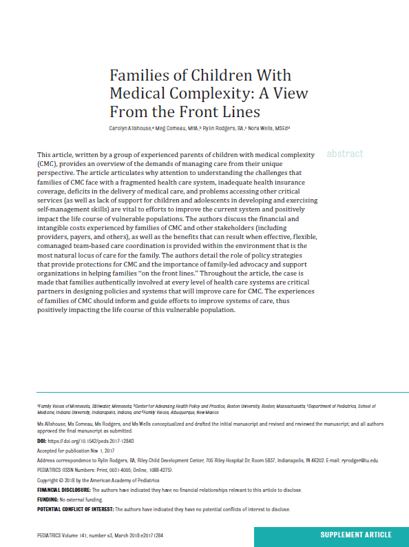 Families of Children With Medical Complexity: A View From the Front ...