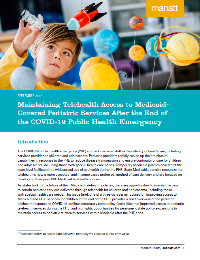 Maintaining Telehealth Access to Medicaid-Covered Pediatric Services ...