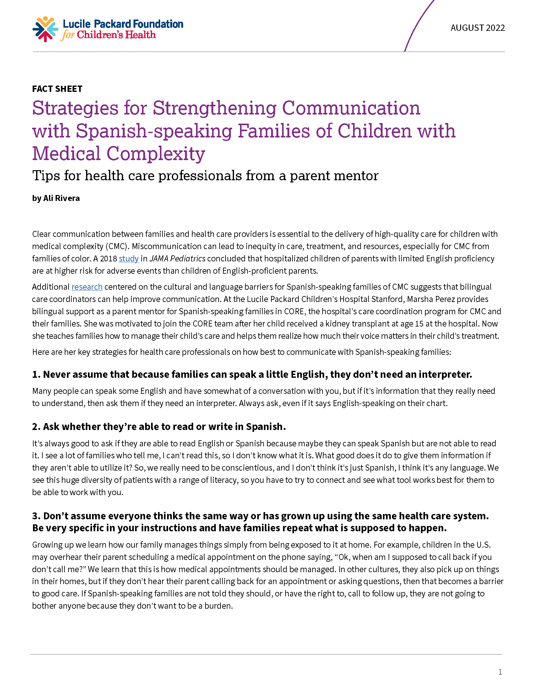 Strategies for Strengthening Communication with Spanish-speaking ...