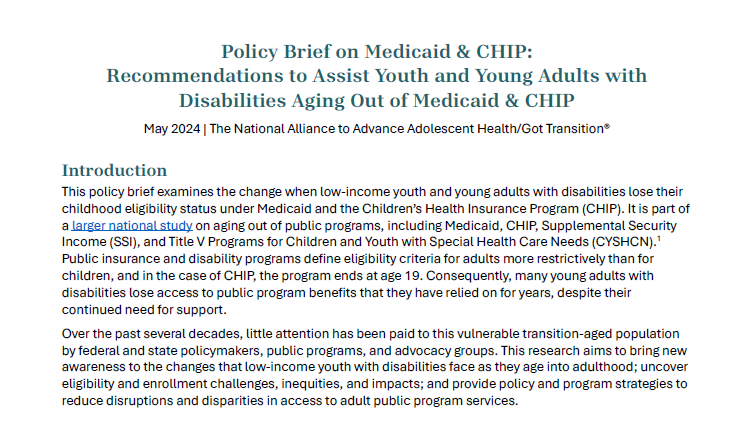 Policy Brief on Medicaid & CHIP: Recommendations to Assist Youth and ...