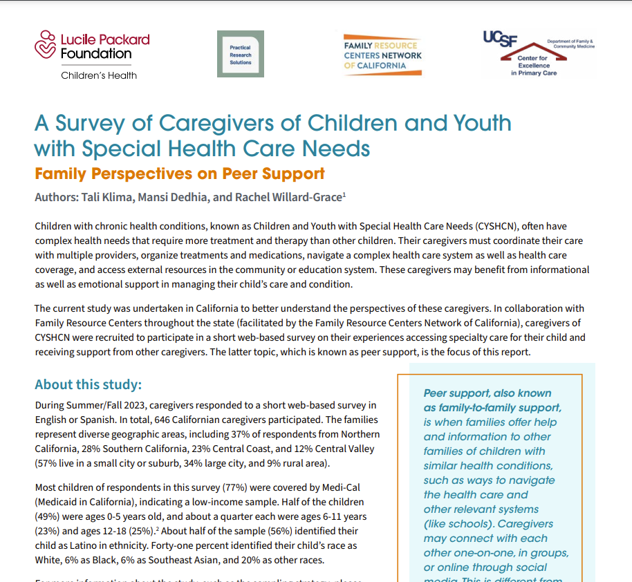 A Survey of Caregivers of Children and Youth with Special Health Care ...